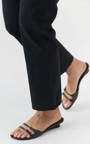 ST. AGNI Duet Belt Detail Wedge - Brown