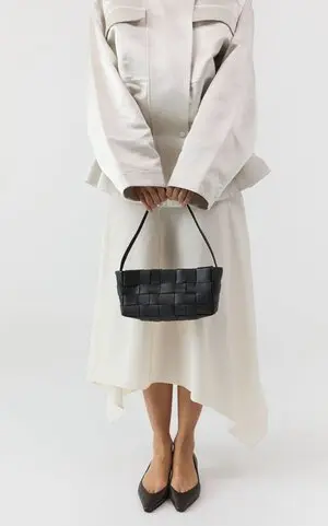 ST. AGNI Petit Woven Tote - Black