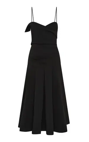 ST. AGNI Folded Cotton-blend Bodice Dress - Black