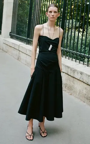 ST. AGNI Folded Cotton-blend Bodice Dress - Black
