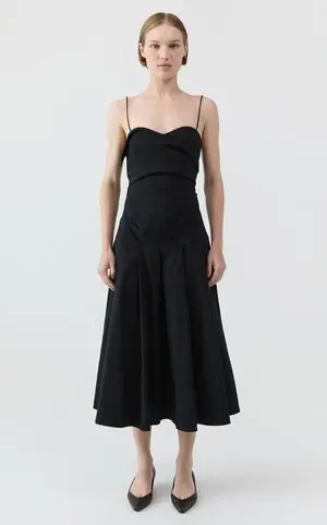 ST. AGNI Folded Cotton-blend Bodice Dress - Black