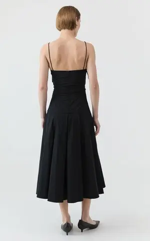 ST. AGNI Folded Cotton-blend Bodice Dress - Black