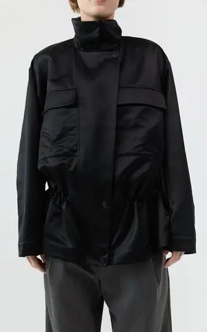 ST. AGNI Structured Satin Cotton-blend Utility Parka