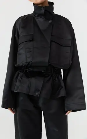 ST. AGNI Structured Satin Cotton-blend Utility Parka
