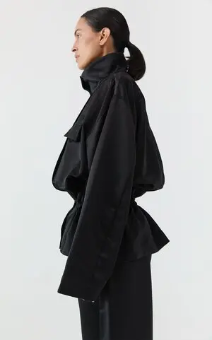 ST. AGNI Structured Satin Cotton-blend Utility Parka