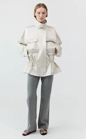ST. AGNI Structured Cotton-blend Satin Utility Parka - Ivory