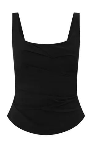 ST. AGNI Cotton-blend Draped Bodice - Black