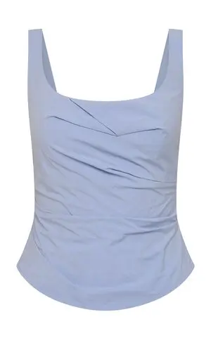 ST. AGNI Cotton-blend Draped Bodice - Light Blue