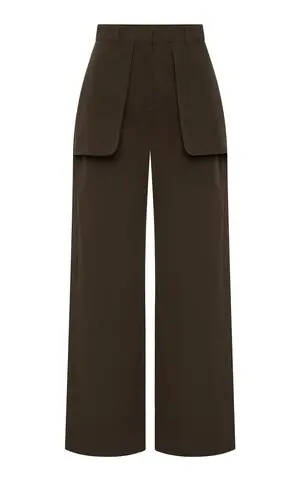 ST. AGNI Cotton Utility Outside-pocket Pants - Olive