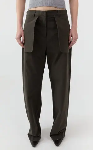 ST. AGNI Cotton Utility Outside-pocket Pants