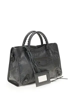 Balenciaga Le City Medium Leather Handbag - Grey