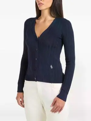 Sporty & Rich Ribbed-knit V-neck Cardigan