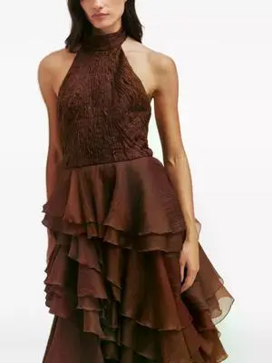 Aje Fayette Tiered Ruffled Maxi Dress - Brown