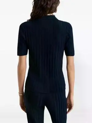 Sporty & Rich Src Ribbed-knit Logo-embroidered Polo Shirt