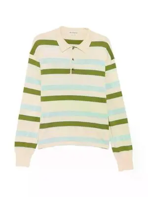JW Anderson Striped Long-sleeve Polo Shirt - Neutrals
