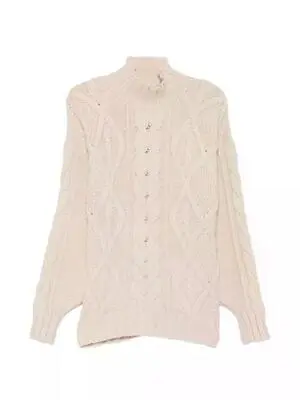 AKEP Cable-knit High-neck Sweater - Neutrals