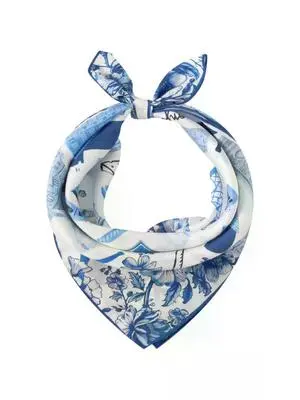 CODELLO Paris-print Silk Scarf - Blue