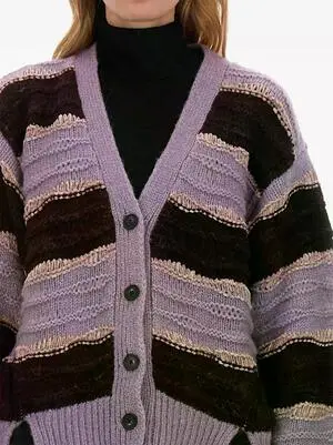 MILA SCHON Striped Cable-knit Cardigan