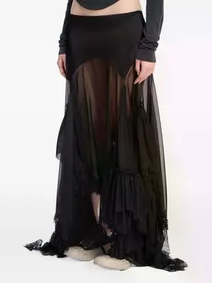 ANN DEMEULEMEESTER Lace-trim Ruffled Maxi Skirt