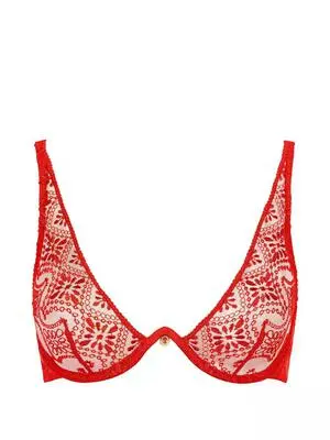 AUBADE Losing My Mind Embroidered Triangle Bra - Red