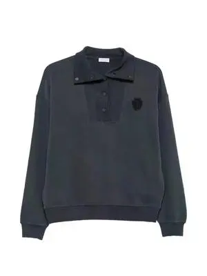 Brunello Cucinelli Logo-patch Half-button Sweatshirt - Blue