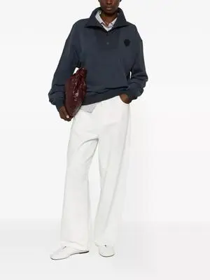Brunello Cucinelli Logo-patch Half-button Sweatshirt - Blue