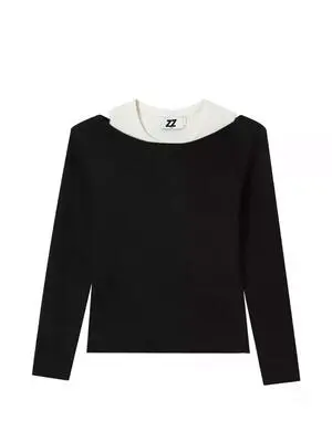 Izzue Layered-design Long-sleeves T-shirt - Black