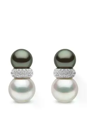 Yoko London Glitz South Sea Pearl And Diamond Earrings - Silver
