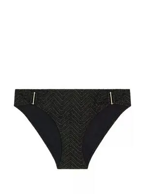 AUBADE Golden Horizon Chevron-knit Bikini Bottoms - Black