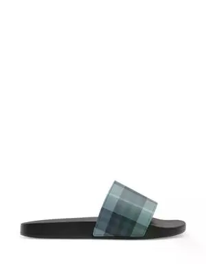 Burberry Check Slides - Blue