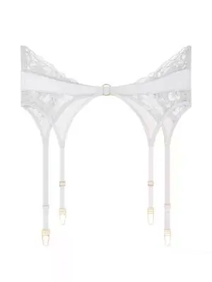 AUBADE Satin Memories Lace-embroidered Waist Cincher - Blue