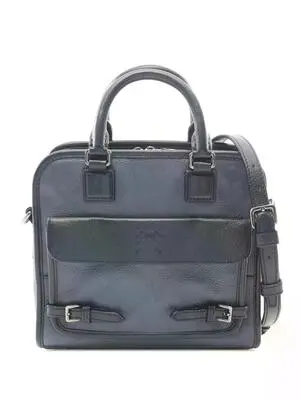 Loewe 2010-2026 Bicolor Grained Calfskin Cruz Satchel - Blue