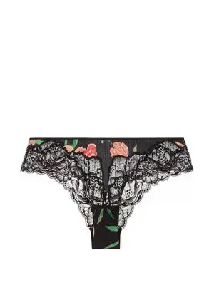 AUBADE Sweet Folk Floral-print Lace Briefs - Black