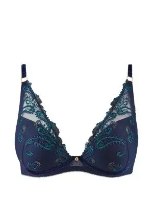 AUBADE Velvet Memories Embroidered Plunge Bra - Blue