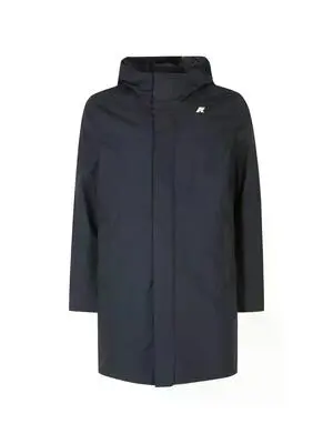 K-WAY Thomas Hooded Logo-print Coat - Blue