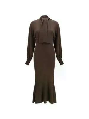Jacquemus The Losange Scarf-detail Knitted Dress - Brown