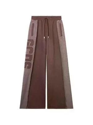 Gcds Logo-patch Wide-leg Track Pants - Brown