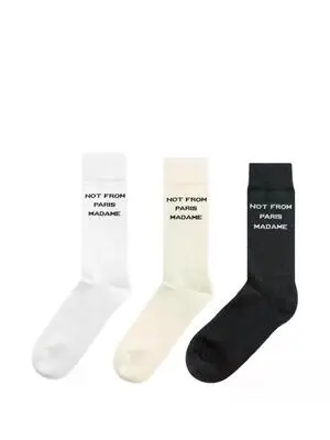 Drole De Monsieur Slogan-print Socks - Neutrals