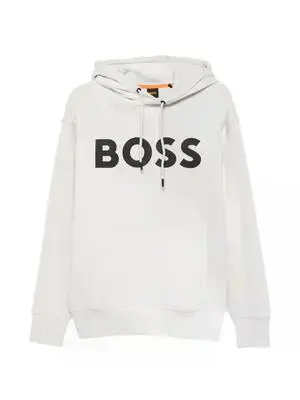 BOSS Logo-print Drawstring Hoodie - Neutrals