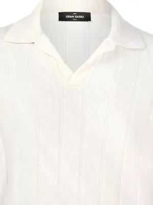 GRAN SASSO Ribbed-knit Long-sleeve Polo Shirt