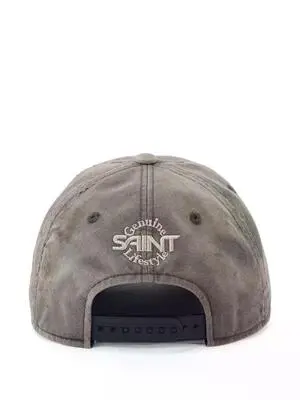 SAINT MXXXXXX Distressed Logo-embroidered Baseball Cap - Grey