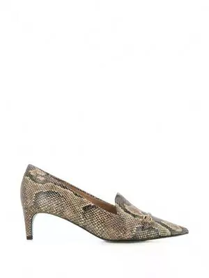 DEL CARLO Snake-effect Pointed-toe Pumps - Neutrals