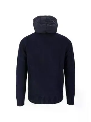 BALLANTYNE Hooded Elbow-patch Cardigan - Blue