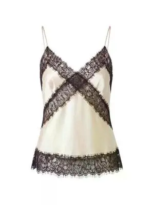 NICHOLAS Lace-trim Top - Neutrals
