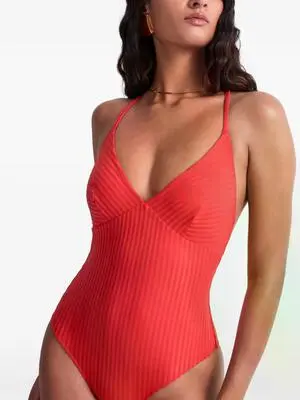 AUBADE Sun Pop Ribbed-knit Swimsuit - Red