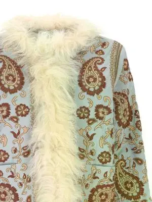 Antik Batik Embroidered Faux-fur Trim Jacket - Blue