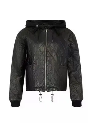 R13 Quilted Hooded Leather Jacket