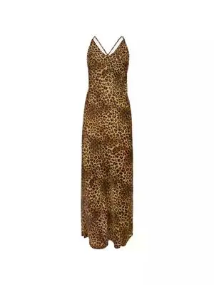 MC2 SAINT BARTH Leopard-print Satin Maxi Dress