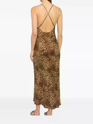 MC2 SAINT BARTH Leopard-print Satin Maxi Dress