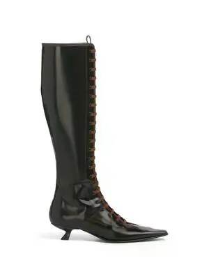 Marni Leather Boots With Full Lace-up Front